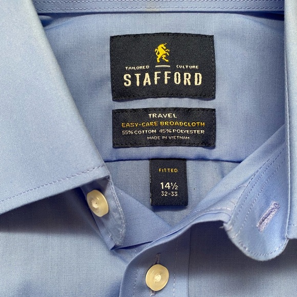 Stafford | Shirts | Stafford Travel Easycare Broadcloth Fitted Dress Shirt Size 45 3233 | Poshmark
